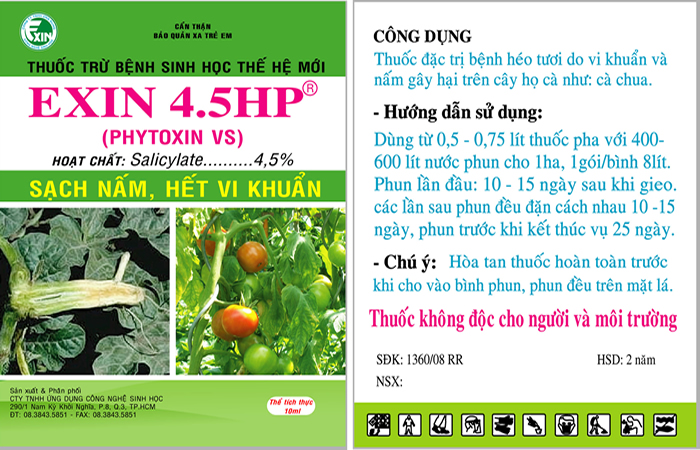 BỆNH HÉO TƯƠI (HÉO XANH) TRÊN CÂY CÀ CHUA: Chế phẩm sinh học Exin ...