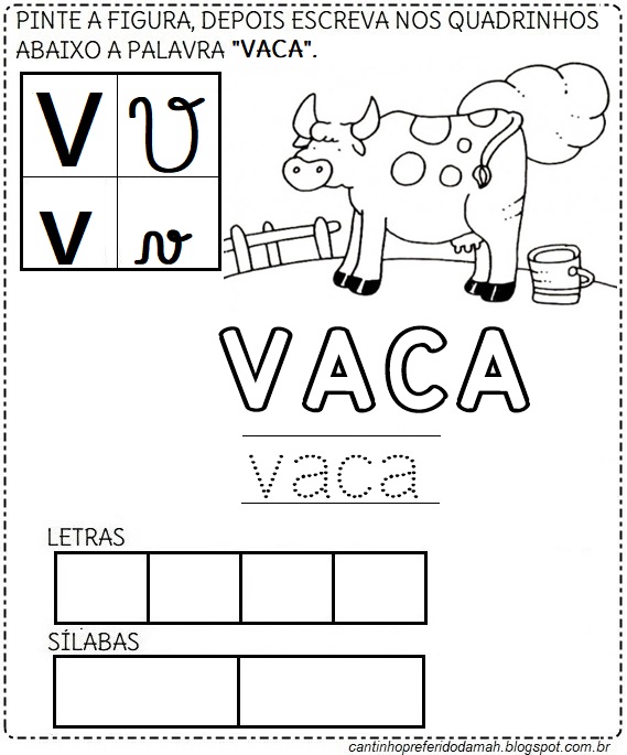 Meu Cantinho Preferido: Letra V - vaca