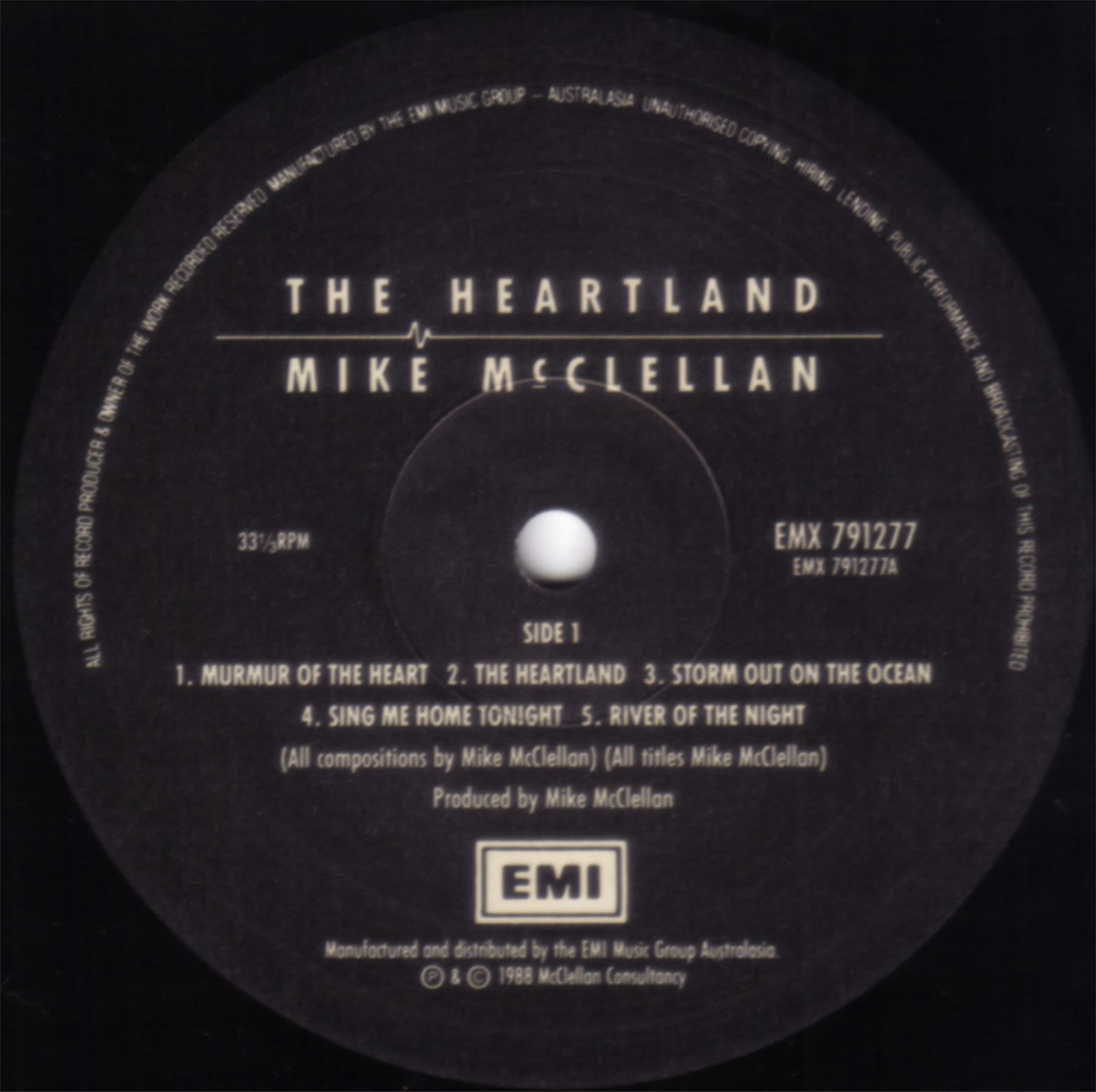 Rock On Vinyl: Mike McClellan - The Heartland (1988)