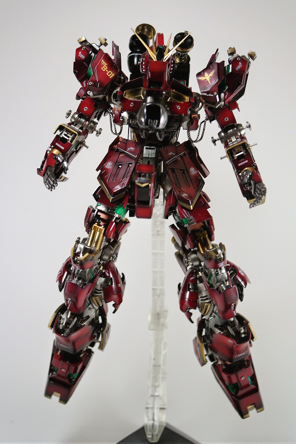 GUNDAM GUY: MG 1/100 Nu Gundam 'Neo Zeon Colors' Open Hatch - Custom Build