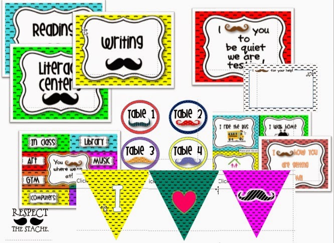 Creative Teaching Ideas: Mustache Classroom Decoration kit