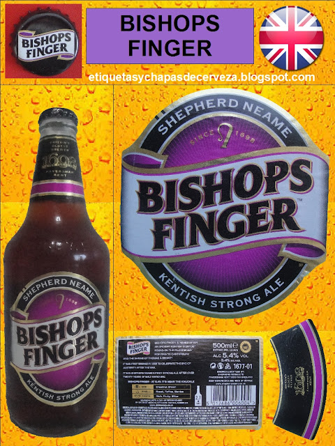 ETIQUETAS Y CHAPAS DE CERVEZA: BISHOPS FINGER KENTISH STRONG ALE