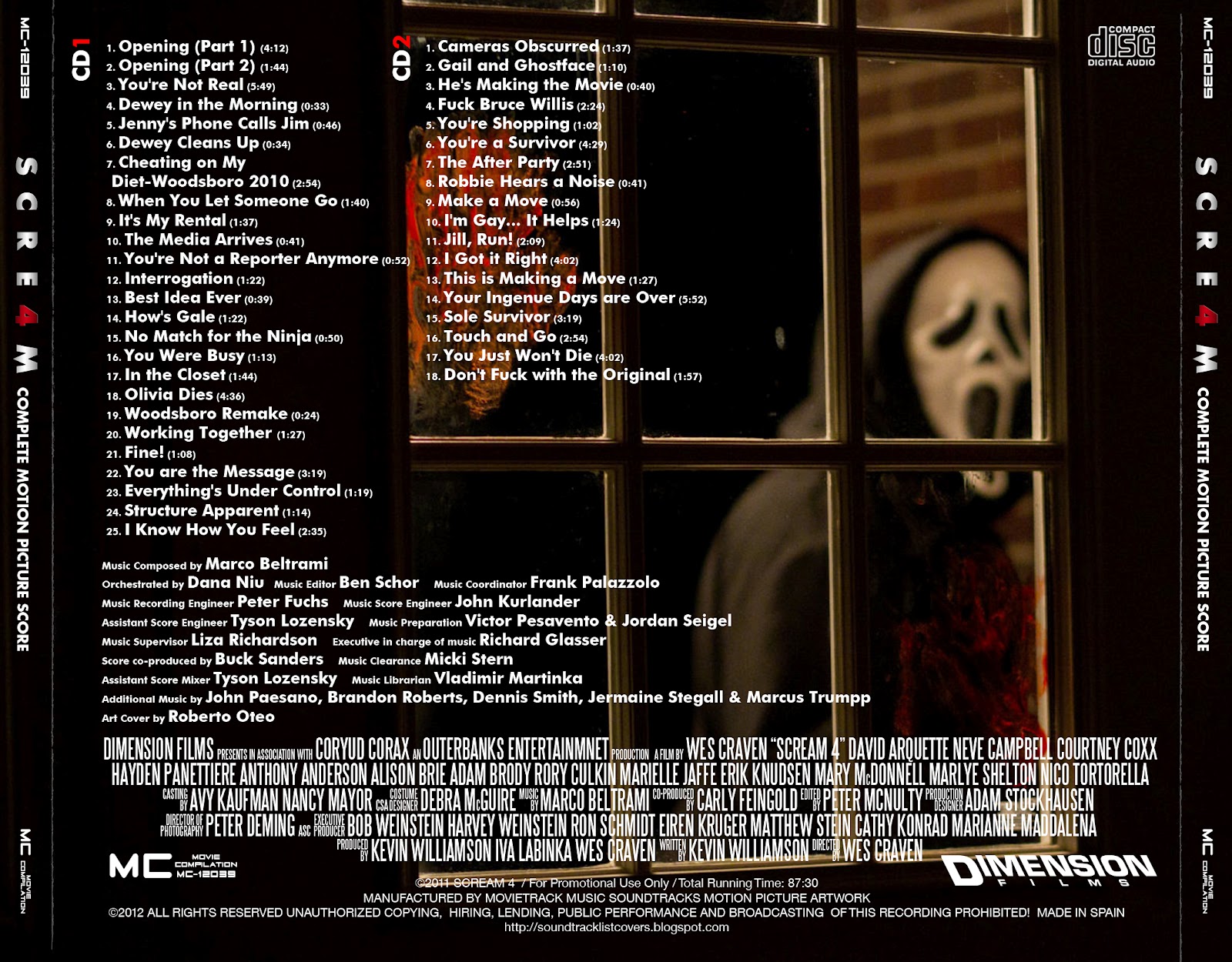 Soundtrack List Covers: Scream 4 Complete (Marco Beltrami)