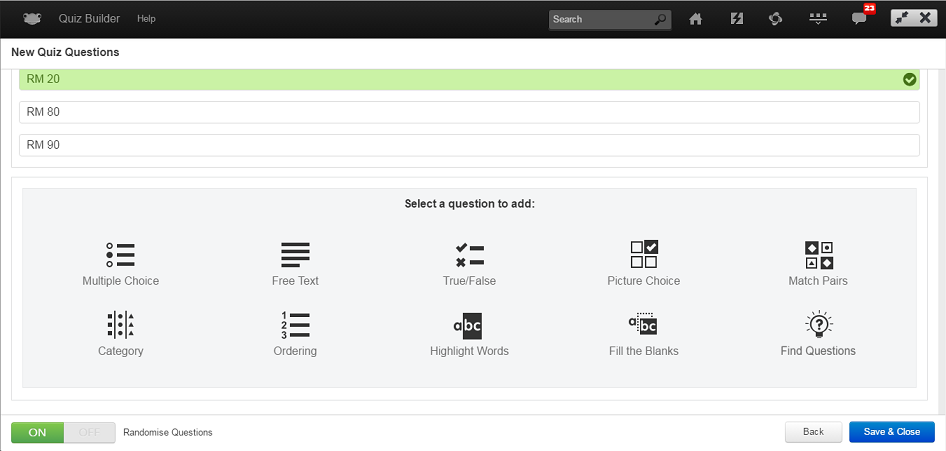 Penaiktarafan Fungsi Kuiz Frog VLE