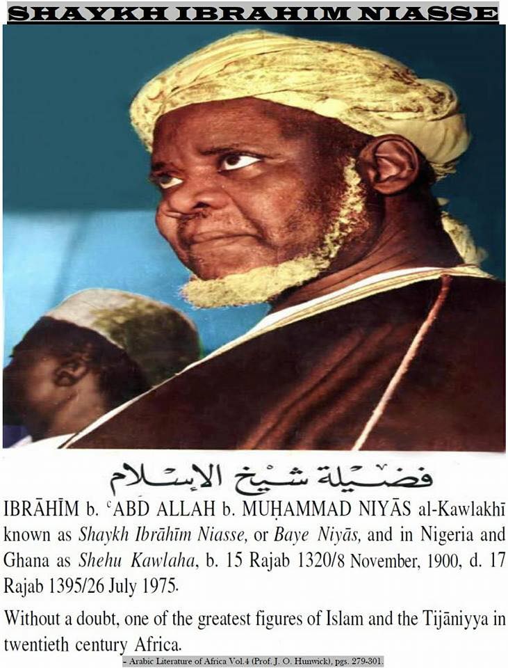 CORRECT BIRTHDATE OF SHAYKH IBRAHIM NIASSE: 8TH NOV, 1900/15TH RAJAB 1318