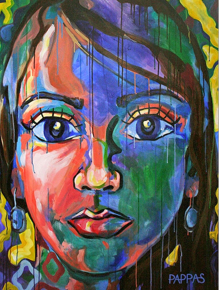 Arte y Actividad Cultural: Rostros Femeninos Abstractos Pintados al Óleo