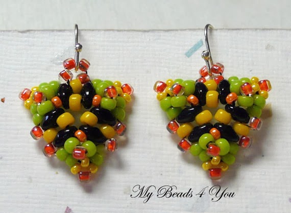 MyBeads4You: SuperDuo Arrowhead Bead Woven Earrings