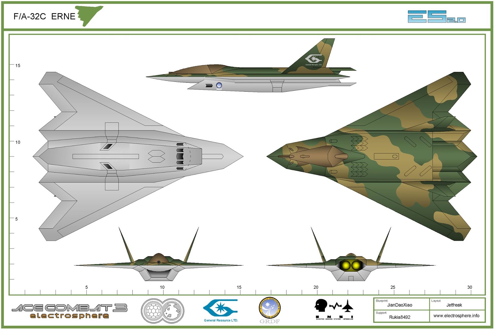 Ace Combat Model - Drawings: F/A-32C Erne