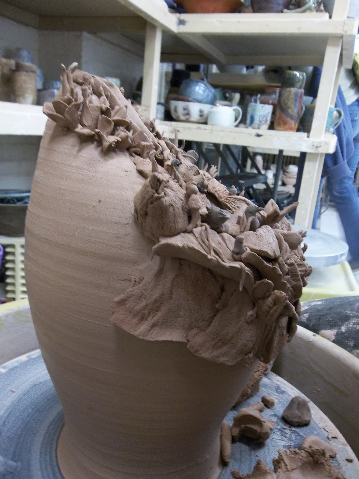 The Butterfly People : Wheel Thrown, encrusted, sculpted, pottery
