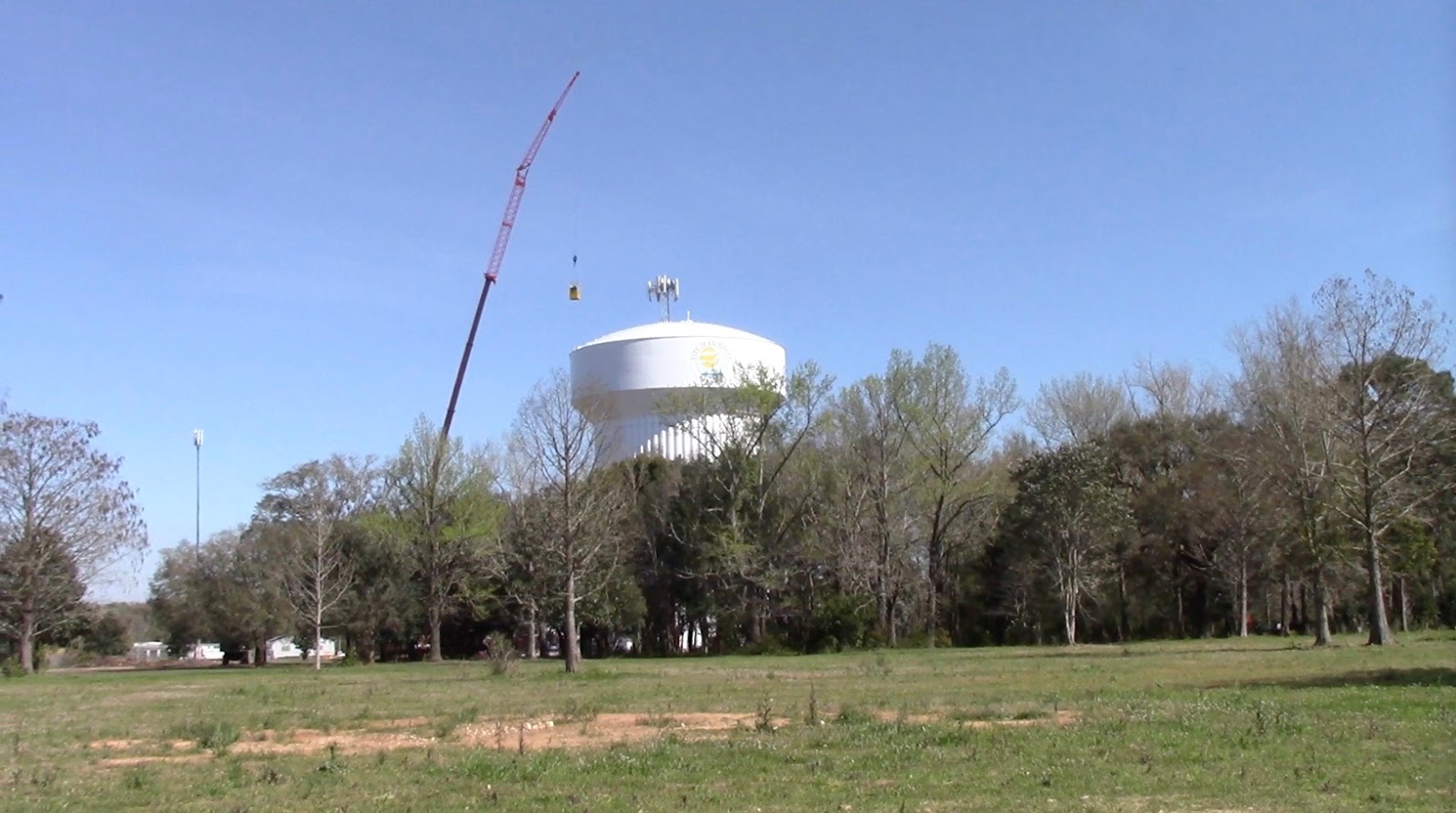 Second Cell Antenna Being Installed On Water Tank