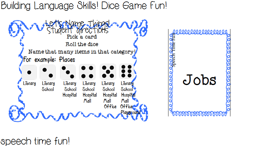 Building Language Skills: Dice Game Fun! - Speech Time Fun: Speech and ...