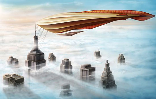FLYING HOUSE: Art Deco and Steampunk Airship