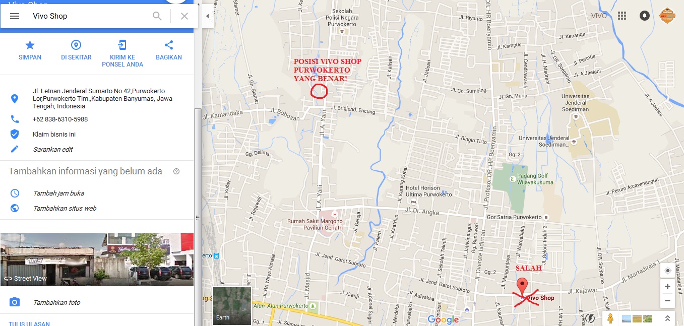 Alamat ViVO Shop Purwokerto di Google Map Salah, Ini yang Benar! | ViVO ...