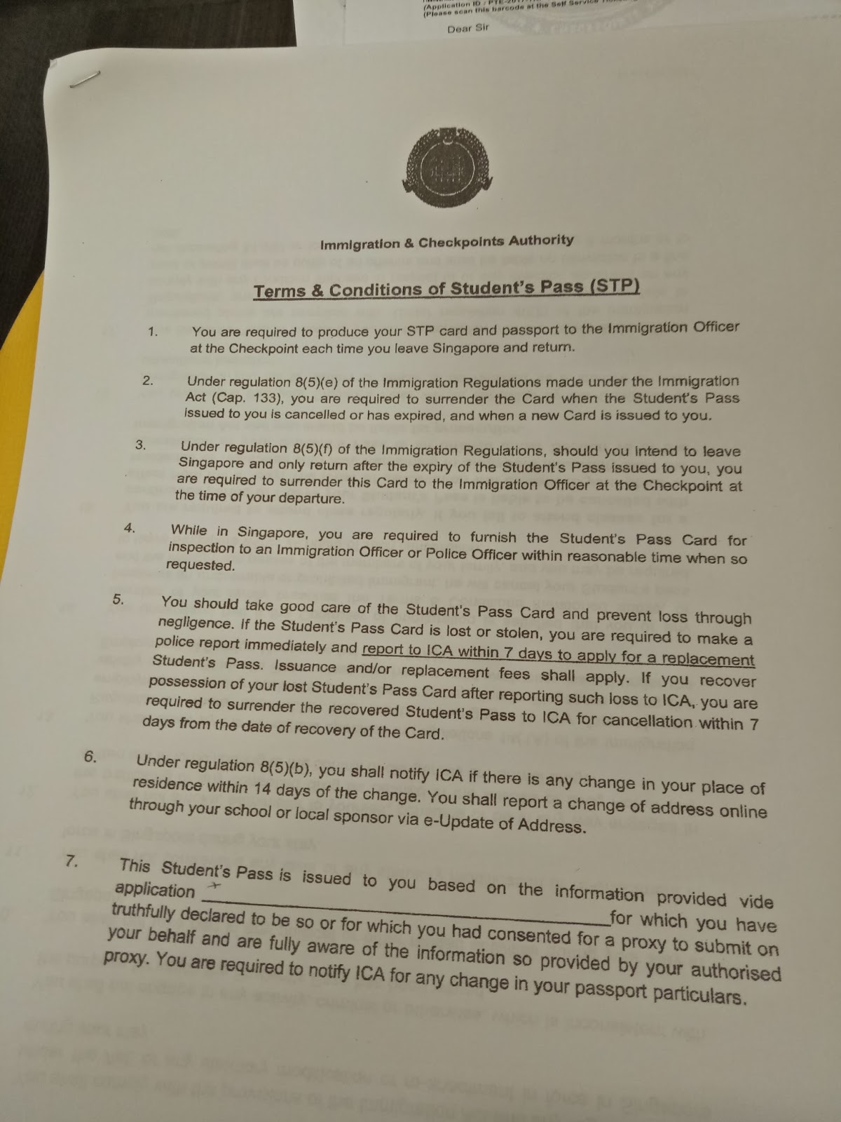 Yoon‘s House: Collecting Student Pass at ICA Building (Singapore)