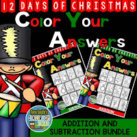 Twelve Days of Christmas Addition and Subtraction Facts Bundle - Color ...