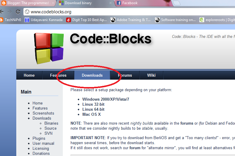 How to download code::blocks Software