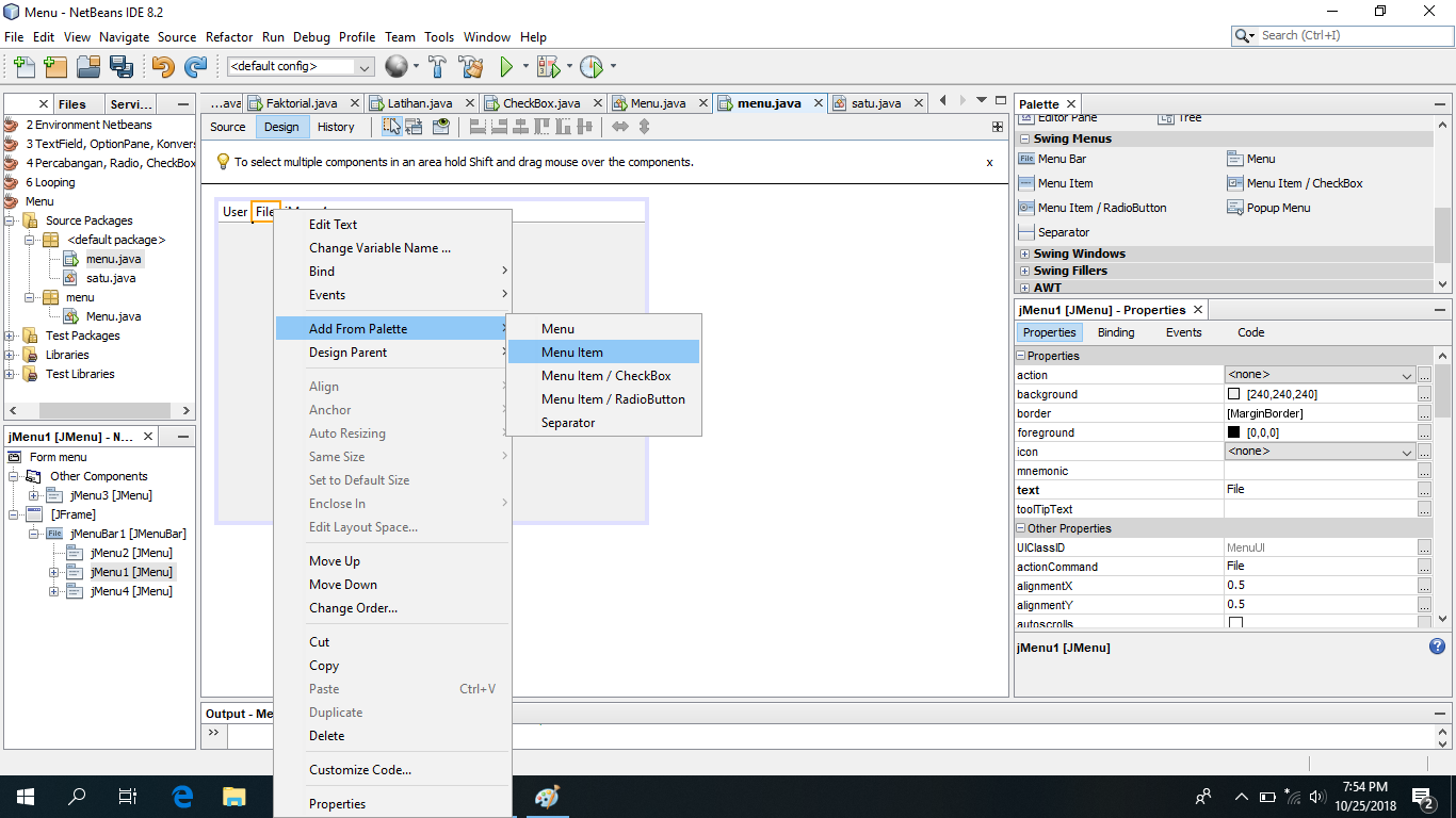 Januar Blog: Cara membuat menu di Netbeans