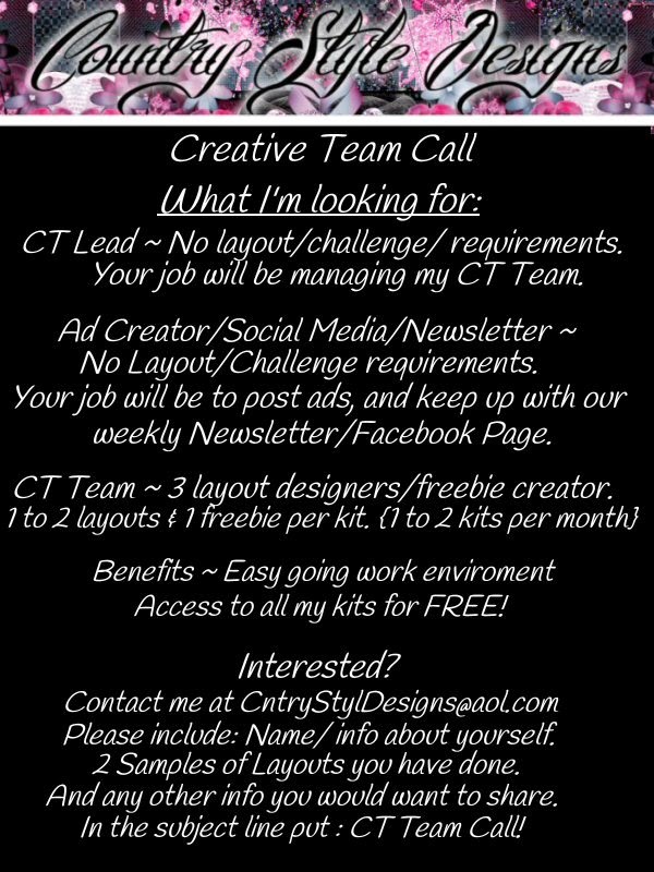 Country Style Designs : Creative Team Call for CSD