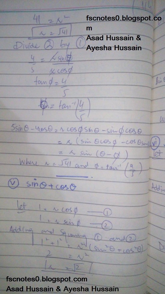 FSc ICS FA Notes Math Part 1 Chapter 10 Trigonometric Identities ...