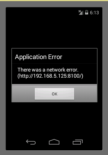 Application error issue in android emulator “There was an network error”