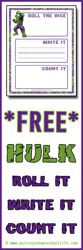 New *FREE* Math Printable With The HULK! - Our Crazy Homeschool Life