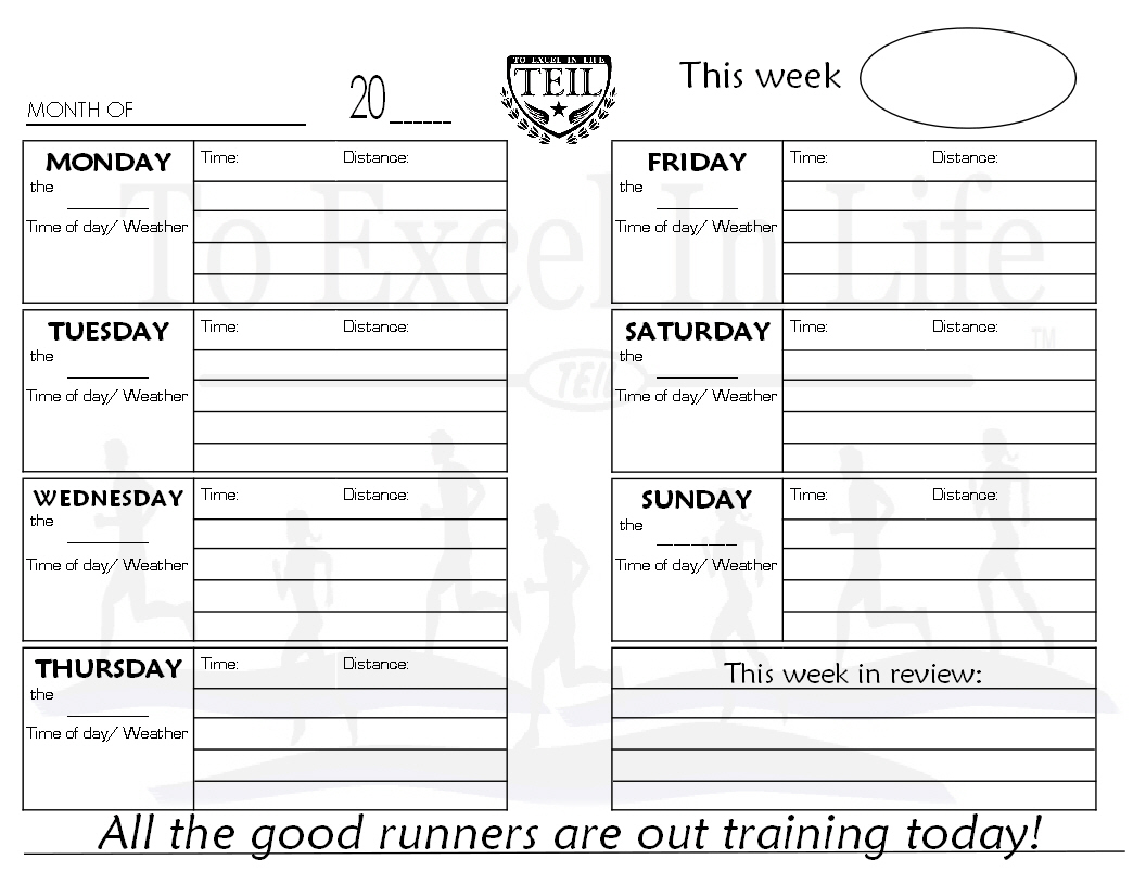 Marathon Training Log - Feel free to download and use.
