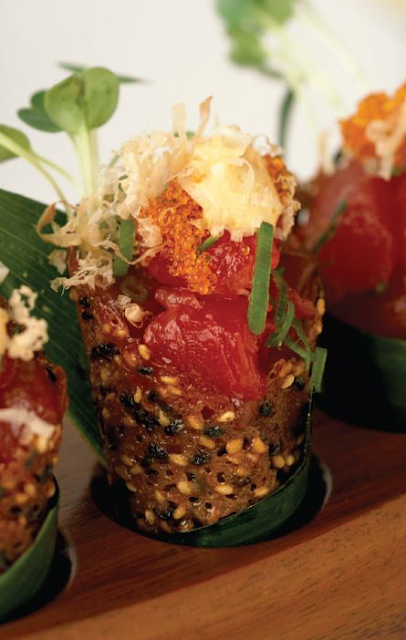 Scrumpdillyicious: Spicy Tuna Tartare in Sesame Miso Cones