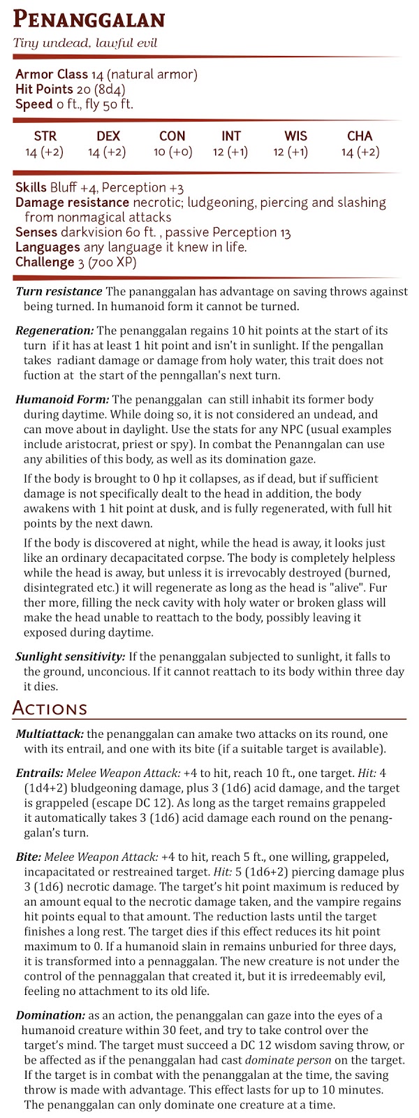 Inktober Monstrosities: P for Penanggalan