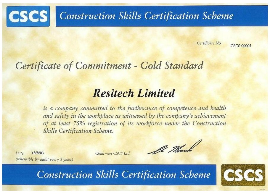 Examples Of Best Certificate: CSCS Certification