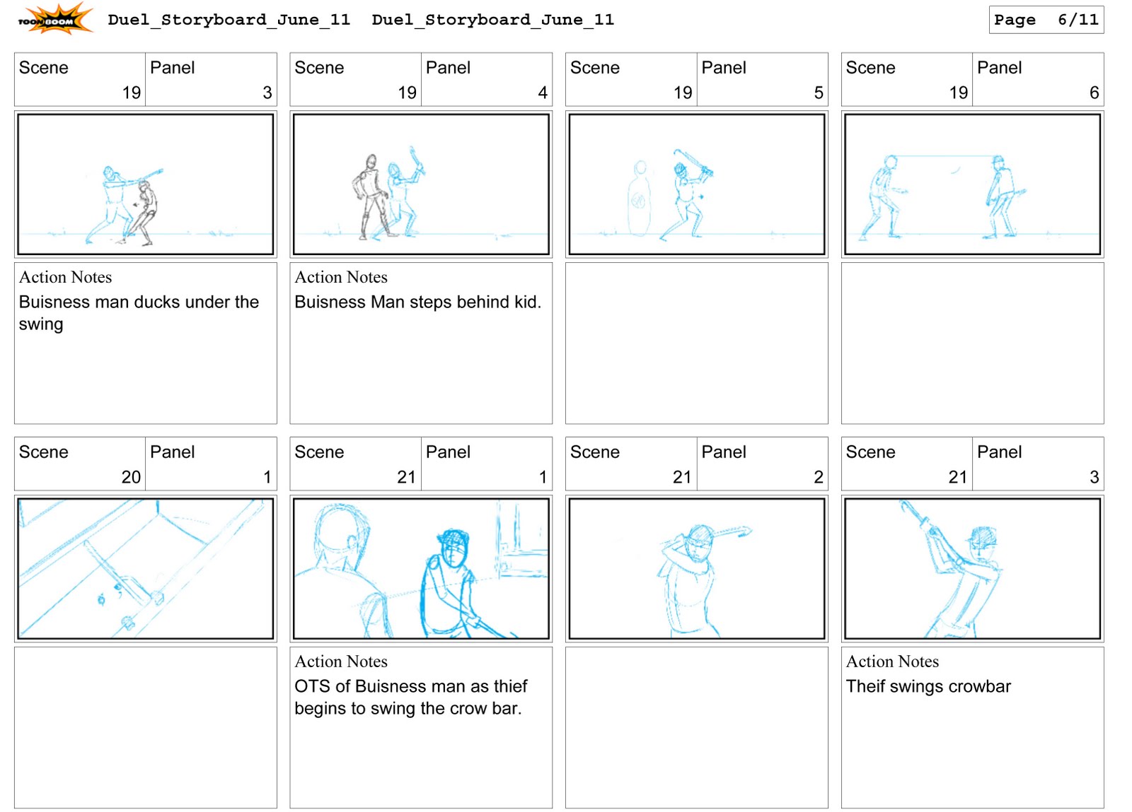 Amanda Becker's Portfolio: Hand to Hand Combat Storyboard