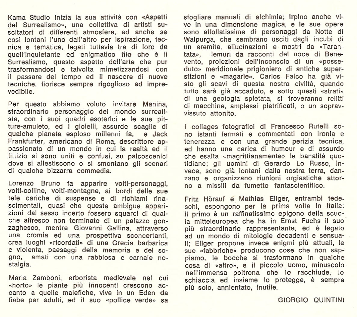 Giorgio Quintini Paleologo: ART DEALER - FRANCESCO RUTELLI