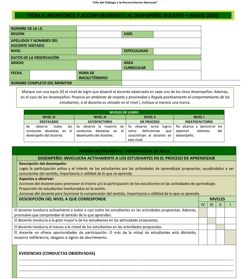 FICHA DE MONITOREO Y ACOMPAÑAMIENTO DOCENTE ~ Aprendo en casa: plataforma educativa | Minedu