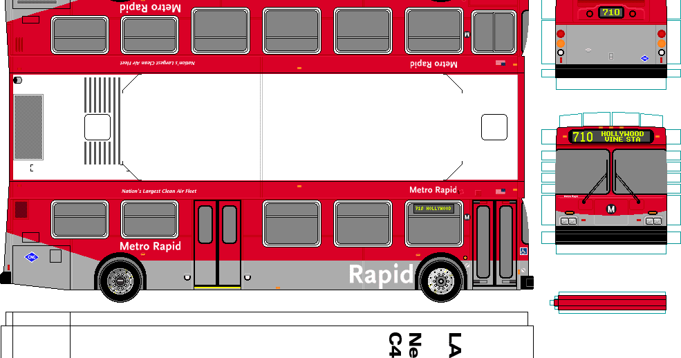 SP. Papel Modelismo: PaperCraft LACMTA New Flyer C40LF - Metro Rapid