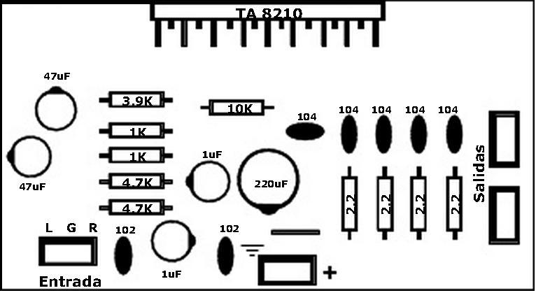 Amplificadores de audio: Amplificador estéreo de 19W con el TA8210