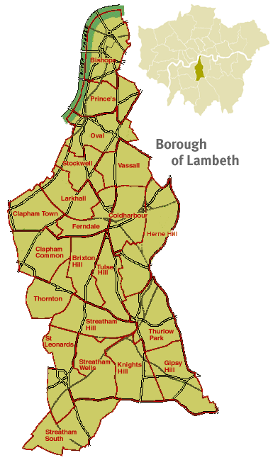 Lambeth Map Region Political | Map of London Political Regional
