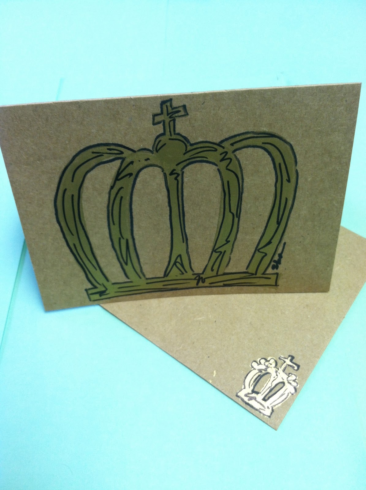 s. bynum art: Hand Painted Gold Crown Cards