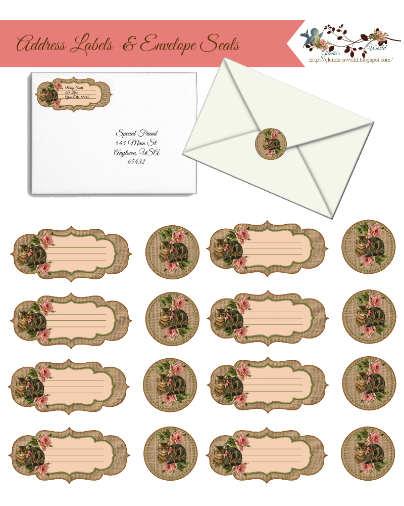 glenda's World : Cute Kitten Return Address Labels & Matching Envelope ...
