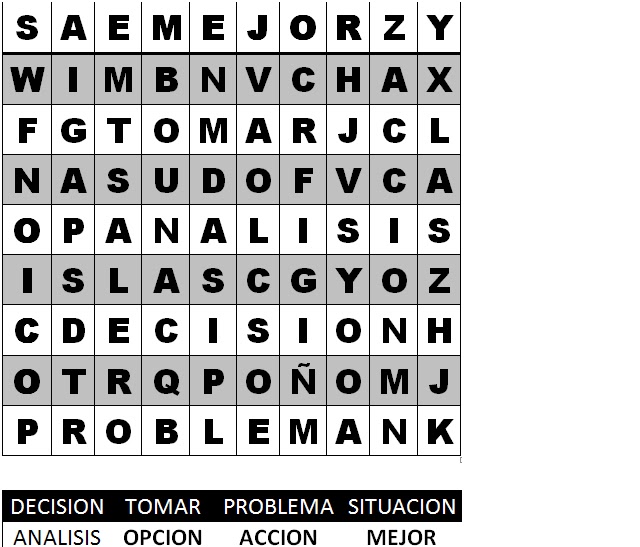 TOMA DE DECISIONES: sopa de letras