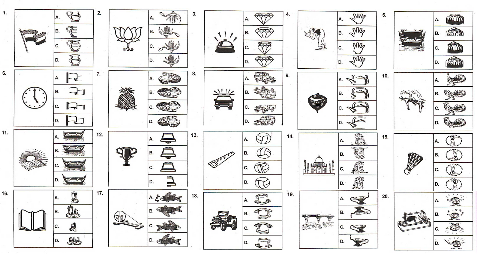 RRB ALP PSYCHO - MEMORY TEST - MATCHING PICTURES PRACTICE TEST