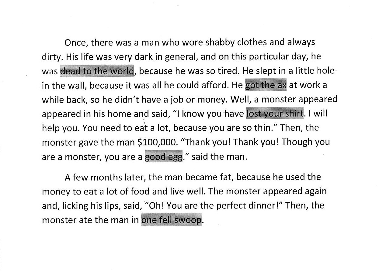 Kay's Summer ISP Classes: Intermediate Grammar A: Idiom Stories