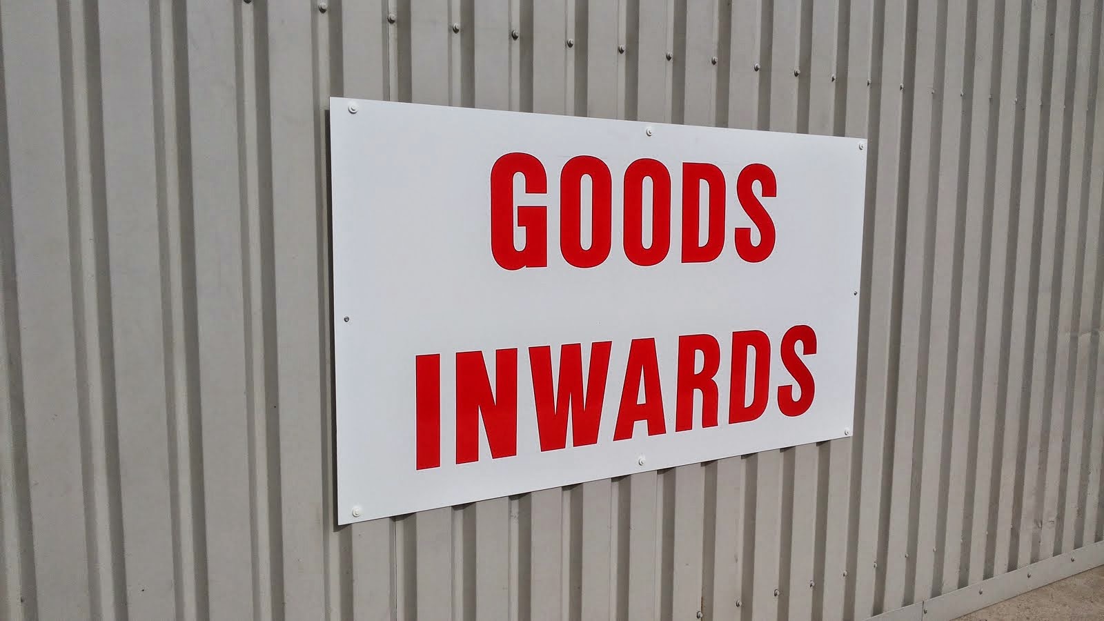 The Green I Signs Blog: Ner goods inward sign & blue aluminium sign for ...