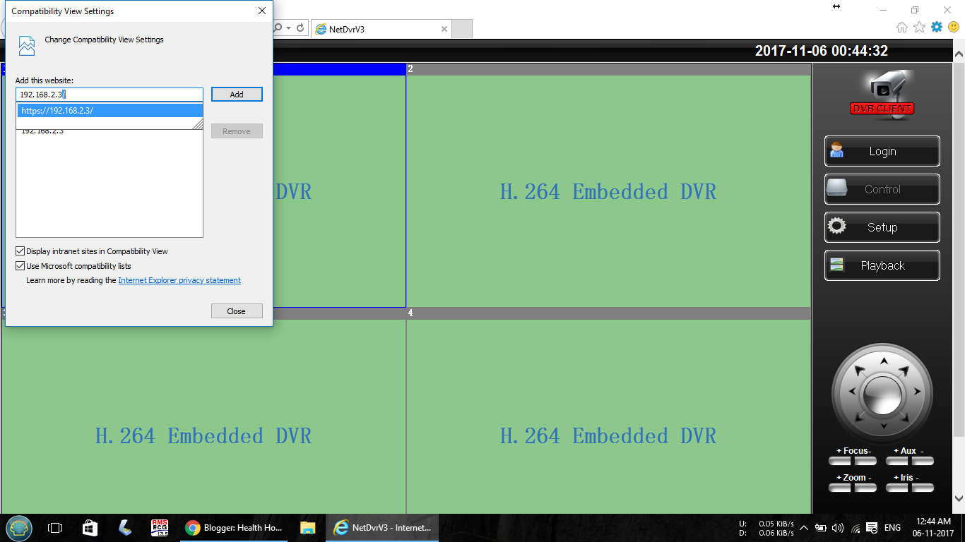 Health Home: Web DVR Login Error in Internet explorer 11