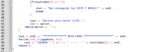 C++ y otras cosas.: El juego de las siete y media. Parte II.