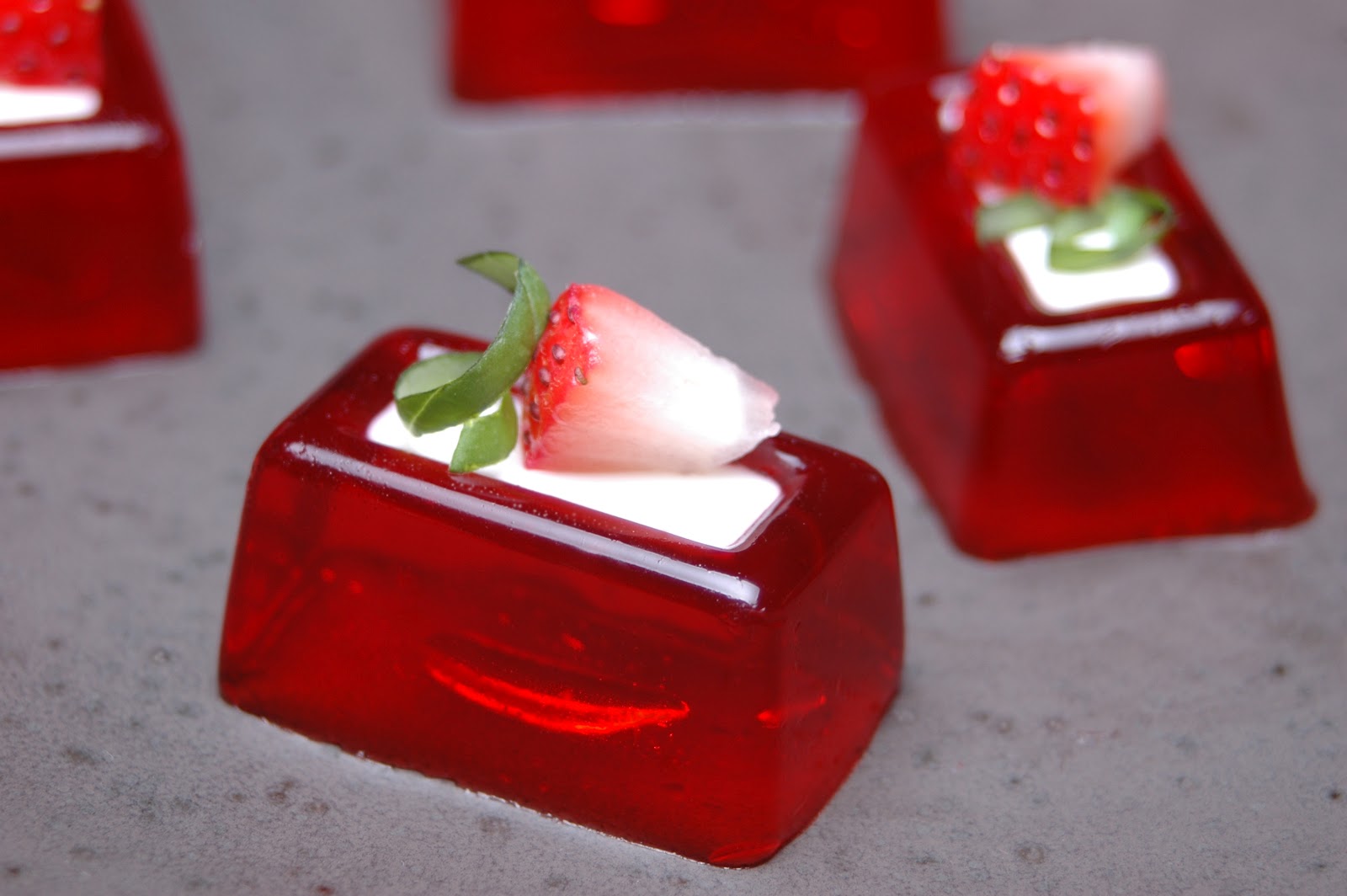 Gelology: Strawberry Basil Gelee with Sour Cream Panna Cotta