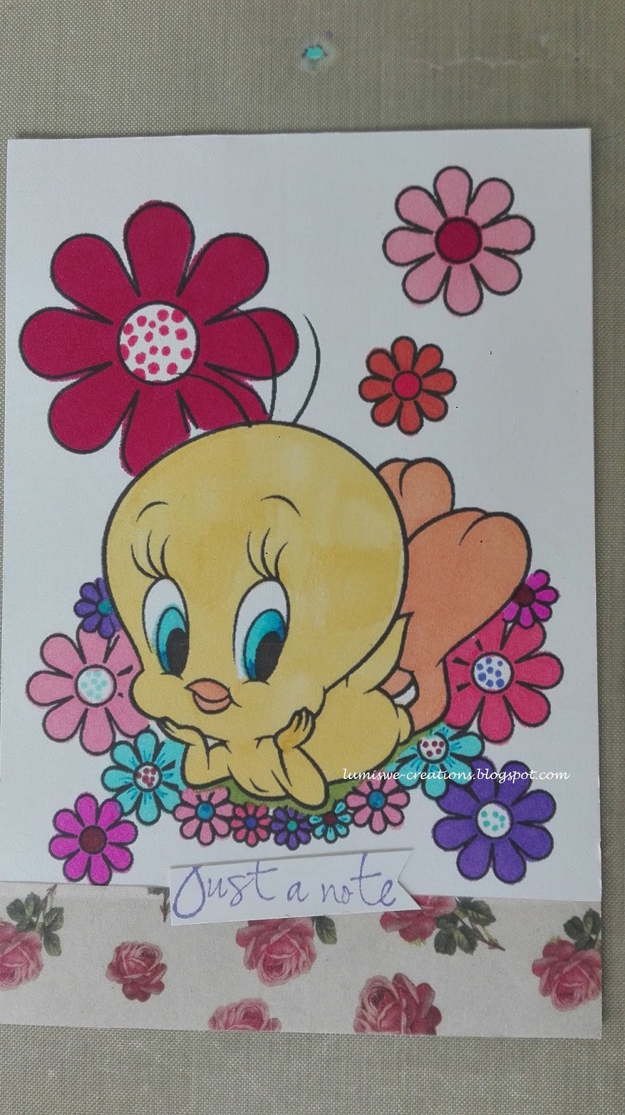 lumiswe-creations: Handmade colouring book postcard