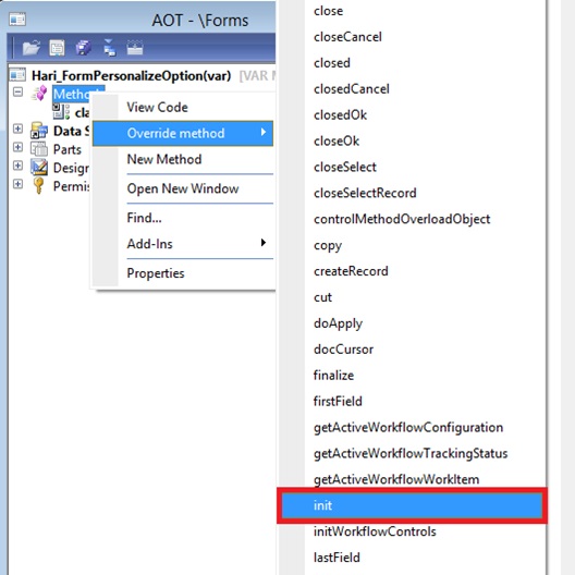 Disabling Personalize option on the form using X++ in Dynamics AX 2012