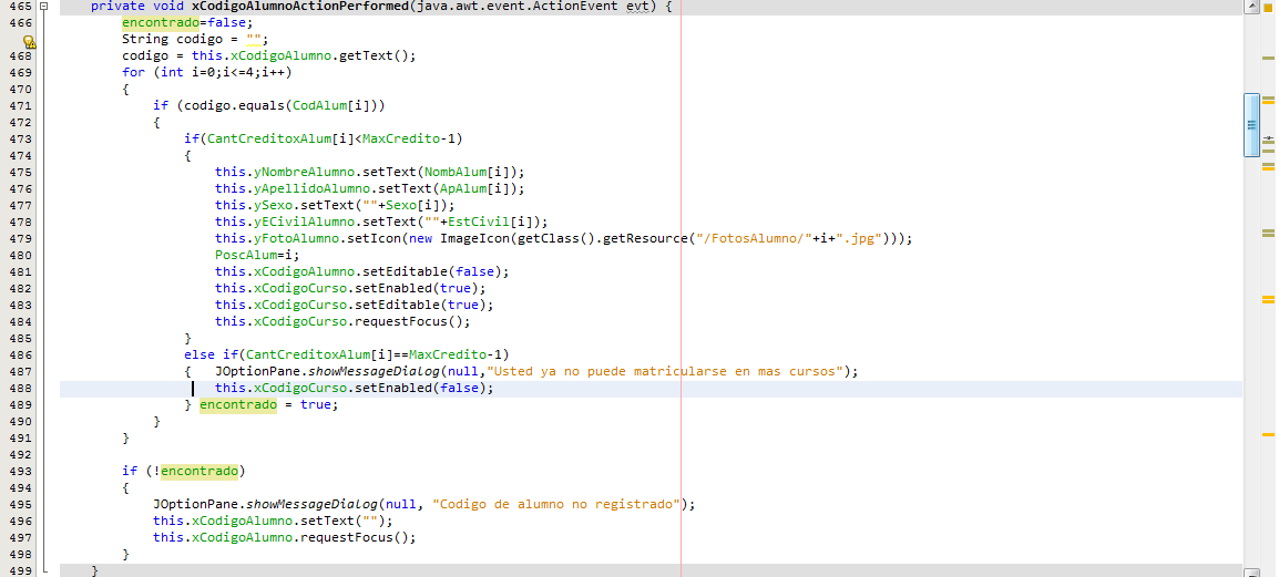 MATRICULA DE ALUMNO ~ Programacion en Java