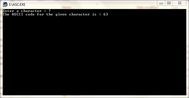 BASIC C++ PROGRAMS: CHARACTER TO ASCII CODE