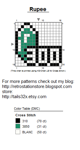 Pixel Stitch: Zelda Rupee Pattern for Bead Sprite, Needlepoint and ...
