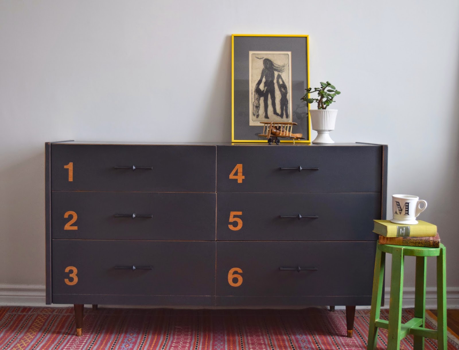 Poppyseed Creative Living: Black Dresser with Numbered Drawers